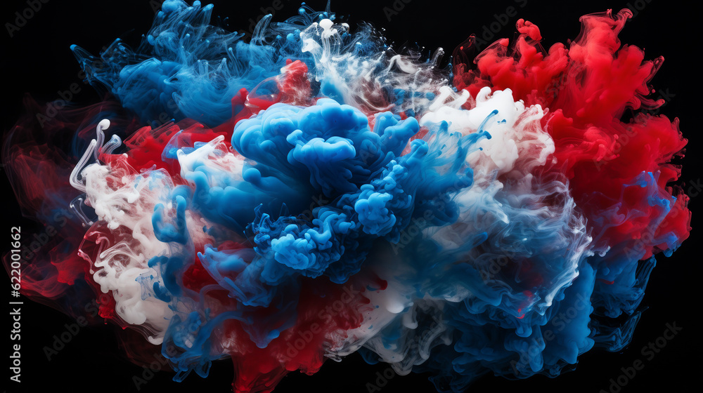 american flag colors from smoke explosion of cloudy firework at USA ...