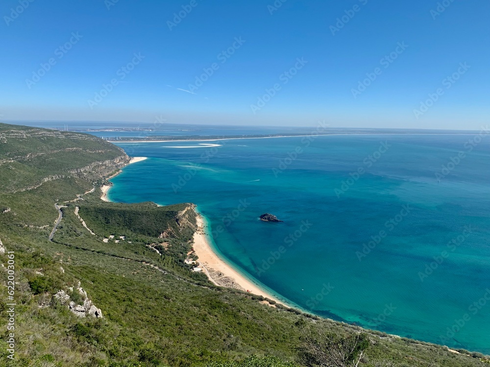 Summer sea coast landscape. View from Nature Park of Arrabida in ...