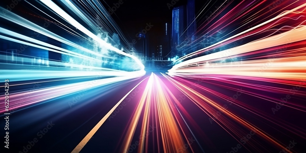 Car motion trails. Speed light streaks background with blurred fast ...