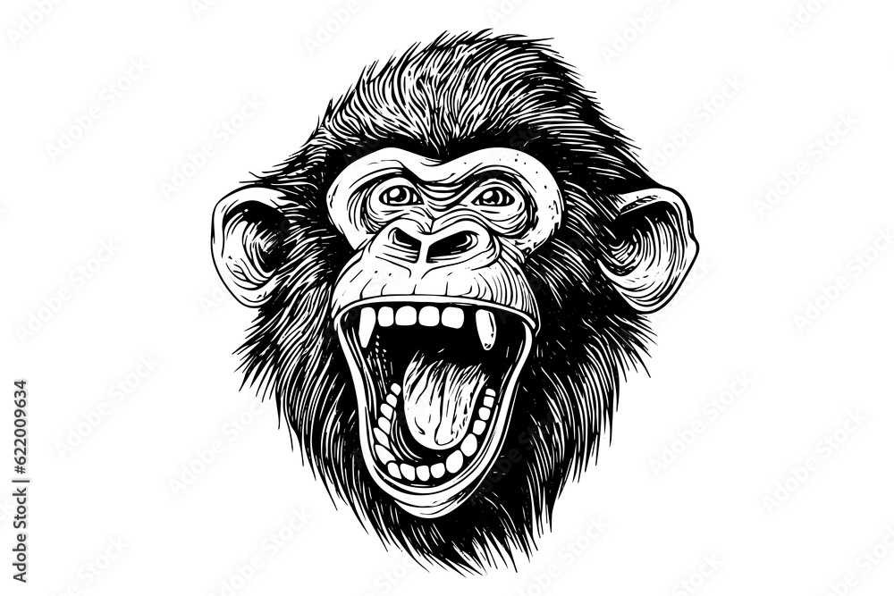 Monkey Drawings Sketching Vector Langur Monkeys Vector Art & Graphics