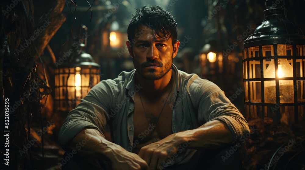 Caged man: business man sitting next to a bird cage and looking at the ...