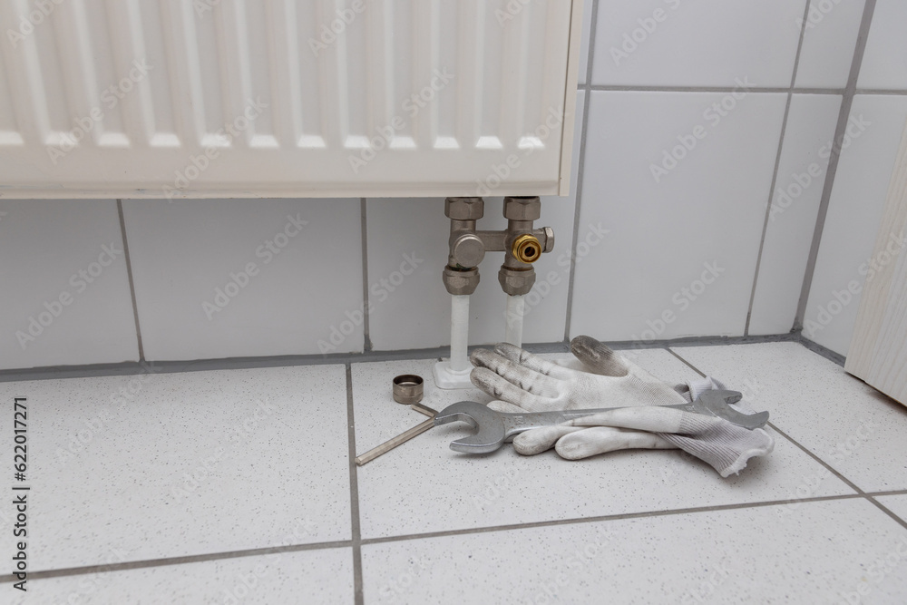 Heating in Germany. Type of heating with gas. Radiators get cold. Cold ...