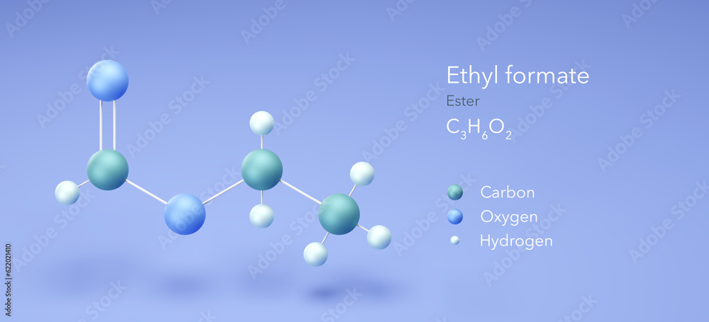 ethyl formate molecule, molecular structures, ester, 3d model ...