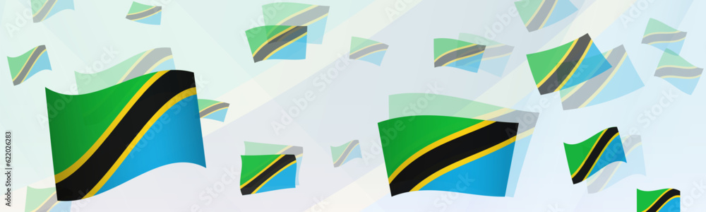 Tanzania flag-themed abstract design on a banner. Abstract background ...