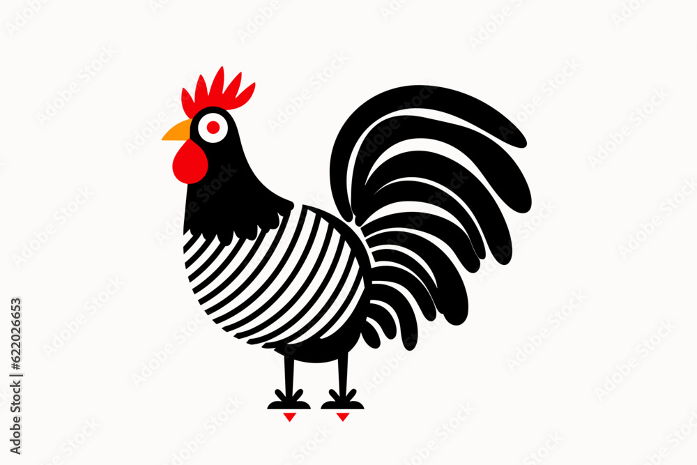 Vetor de Doodle inspired Gallo (Rooster), cartoon sticker, sketch ...