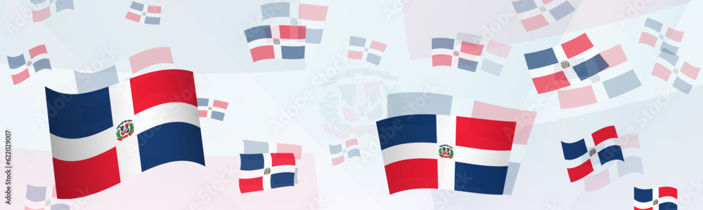 Dominican Republic flag-themed abstract design on a banner. Abstract ...