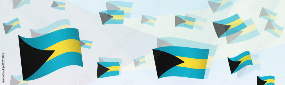 The Bahamas flag-themed abstract design on a banner. Abstract ...