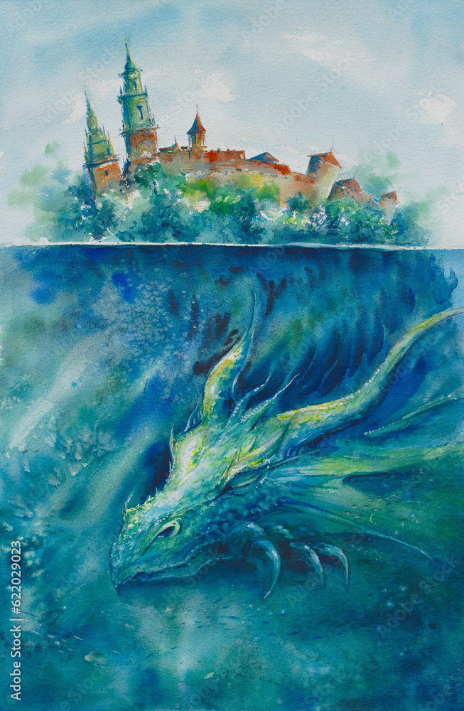 Dragon, symbol of polish city Krakow sleeping under Wawel castle in ...