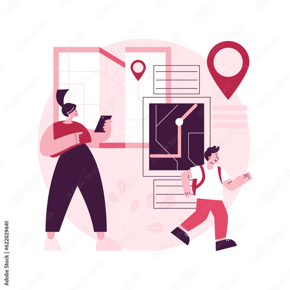 GPS kids tracker watches abstract concept vector illustration. GPS ...