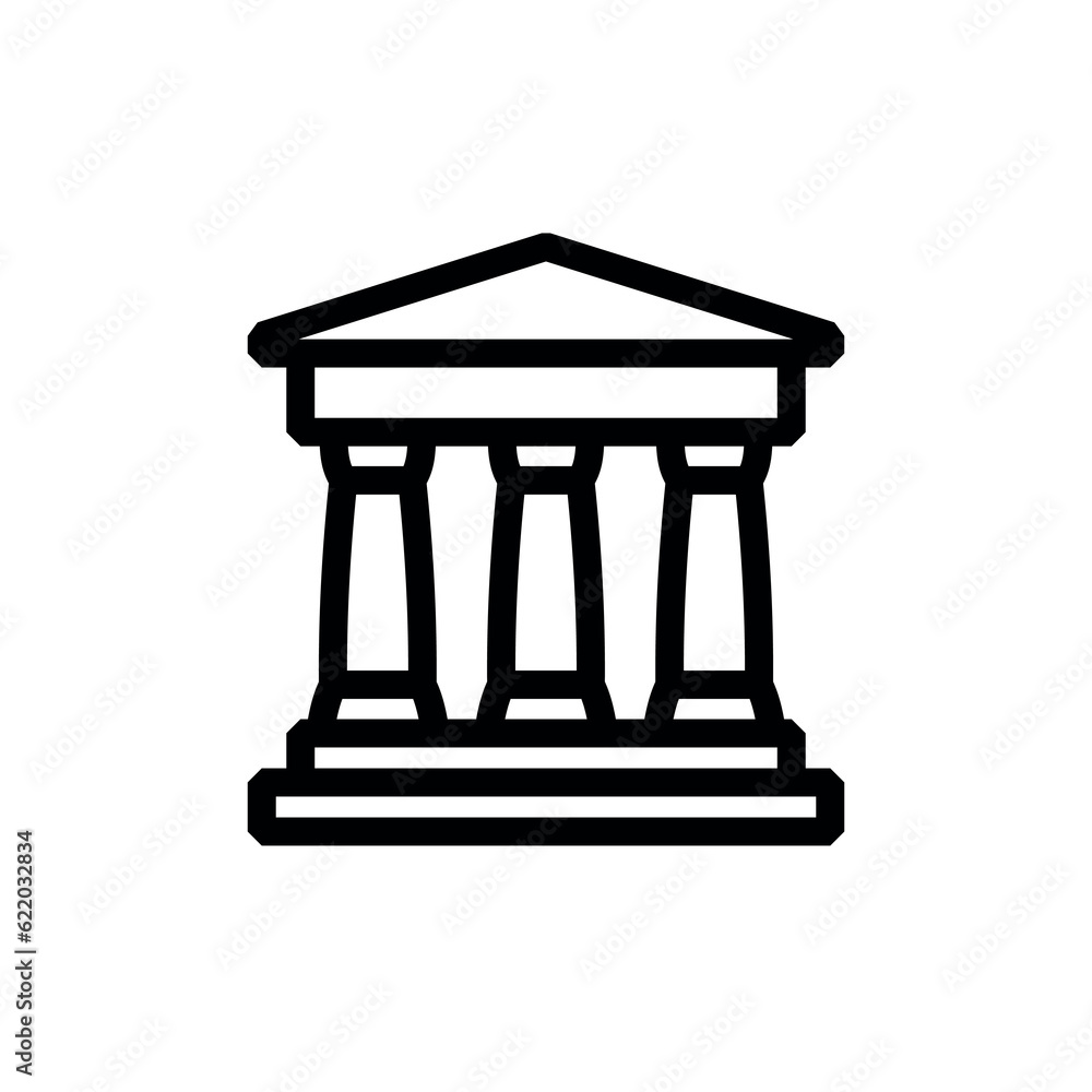 Ancient Greek temple icon. Symbol of history and museum. Building or ...