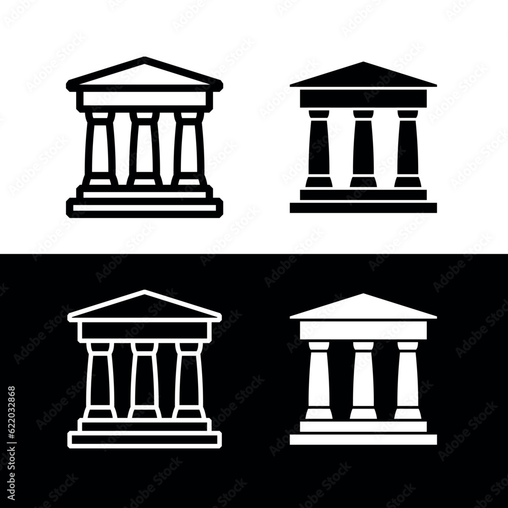 Ancient Greek temple icon. Symbol of history and museum. Building or ...