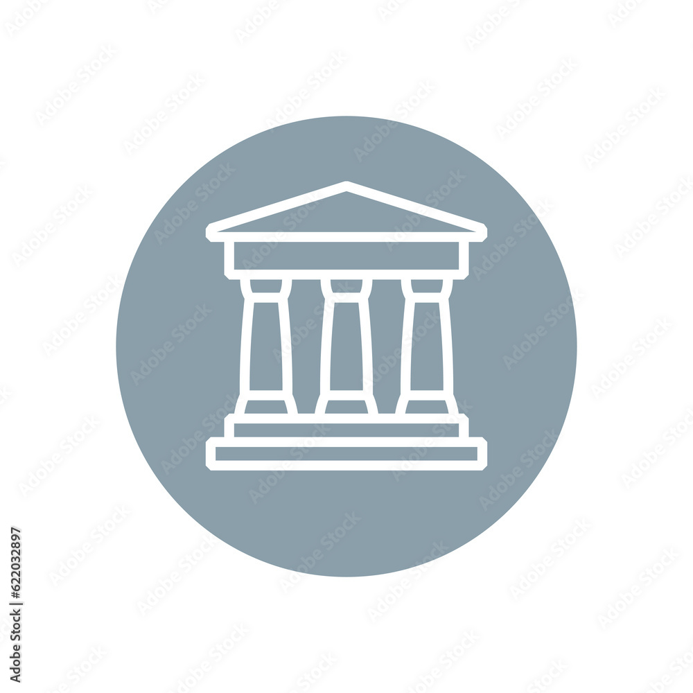 Ancient Greek temple icon. Symbol of history and museum. Building or ...