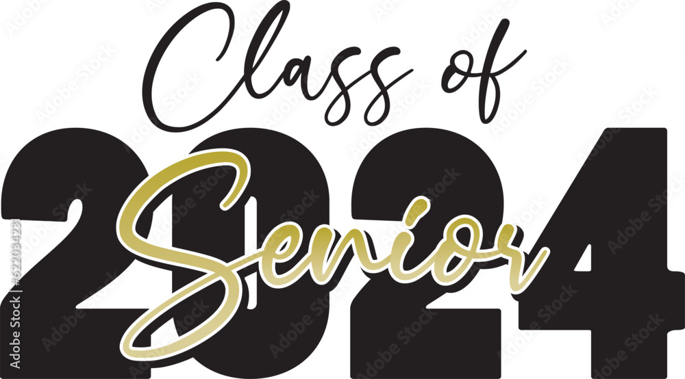 Class of 2024 Senior Script in Gold Stock Vector | Adobe Stock