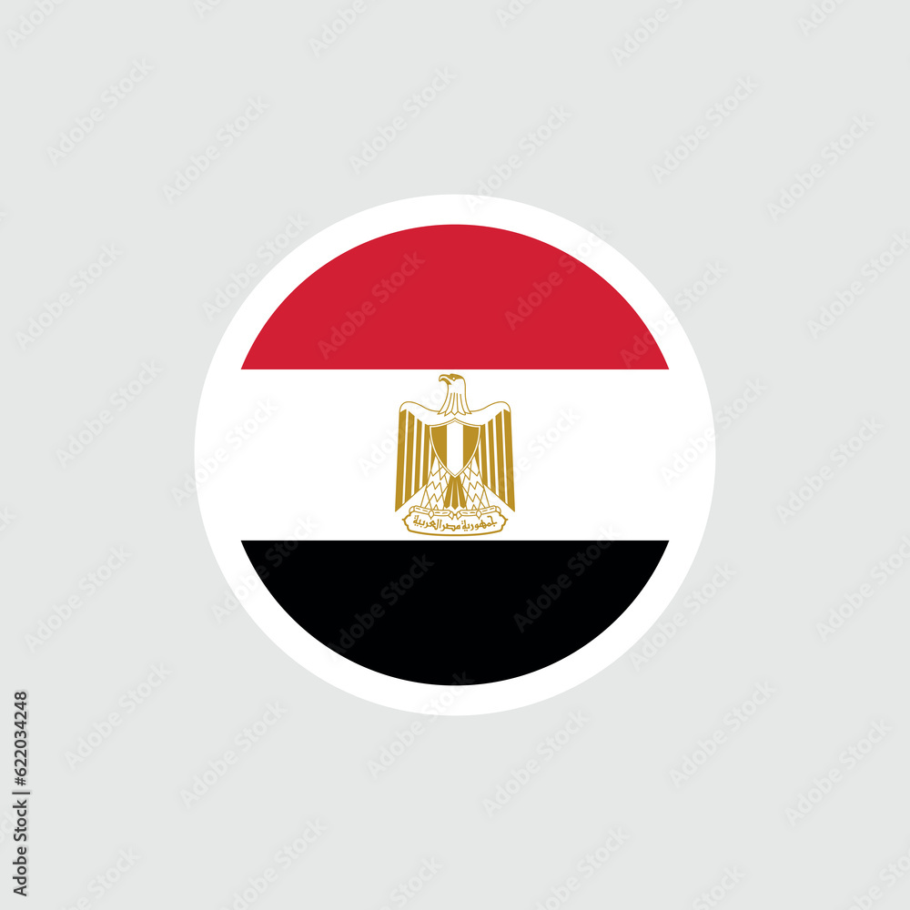 Flag of Egypt. The Egyptian tricolor flag with an eagle in the center ...