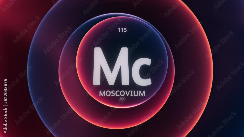 Moscovium as Element 115 of the Periodic Table. Concept animation on ...