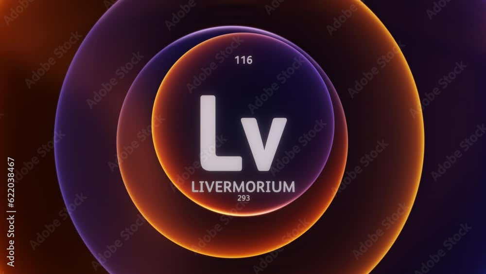 Livermorium as Element 116 of the Periodic Table. Concept animation on ...