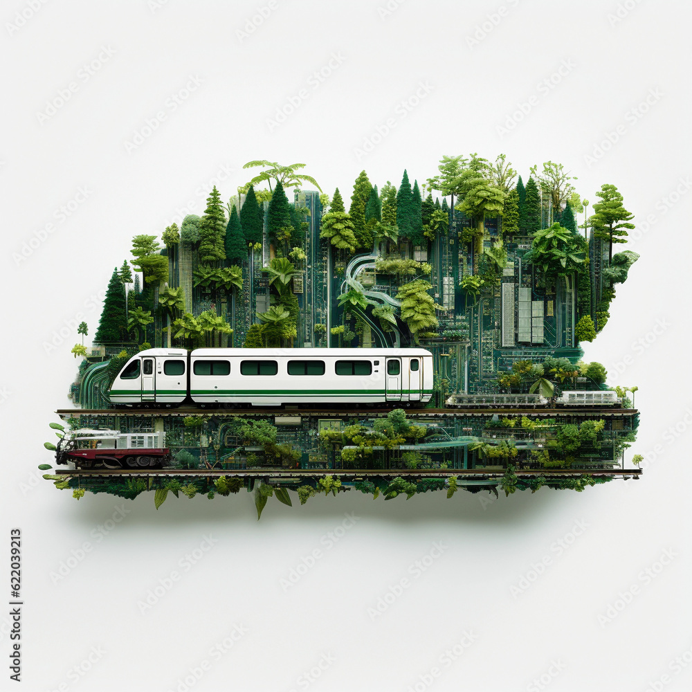 Eco-transport in Nature Canvas: Locomotive Merging with Surrounding ...