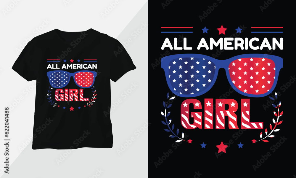 all american girl - USA independence day lettering written with ...