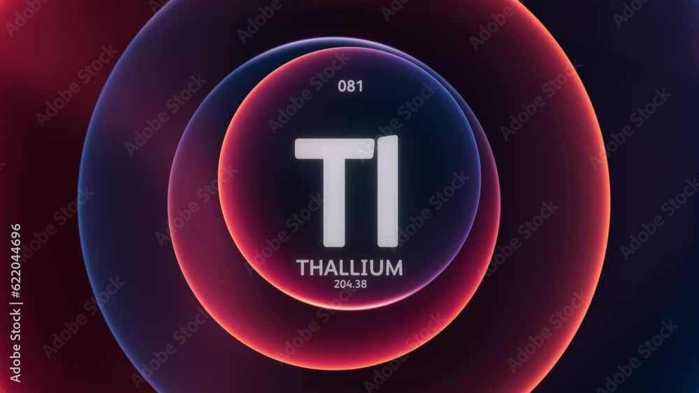 Thallium as Element 81 of the Periodic Table. Concept animation on ...