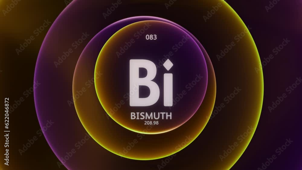 Bismuth as Element 83 of the Periodic Table. Concept animation on ...