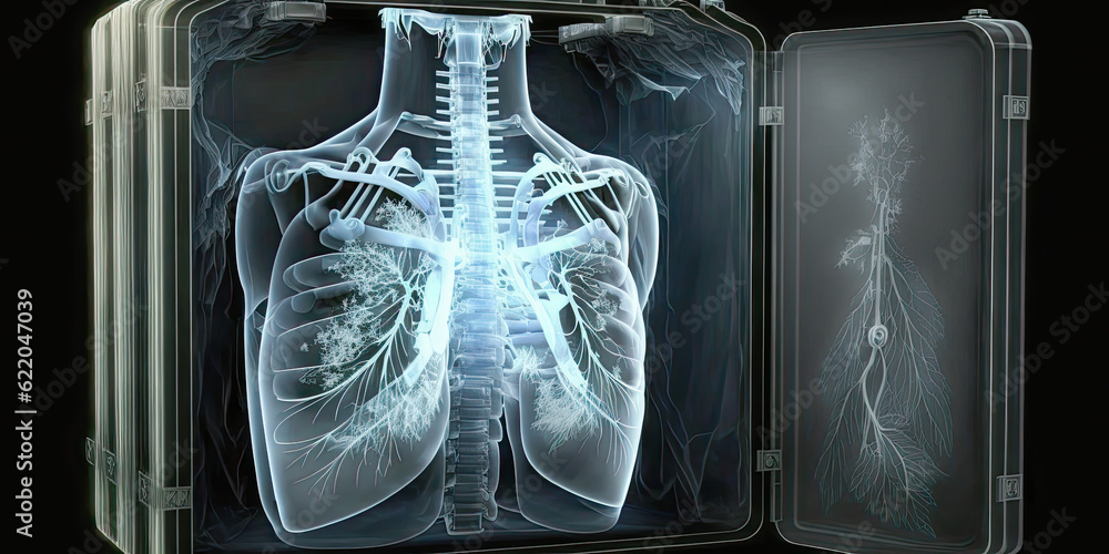 X-ray of chest: An image of the chest area showing the heart and lungs ...