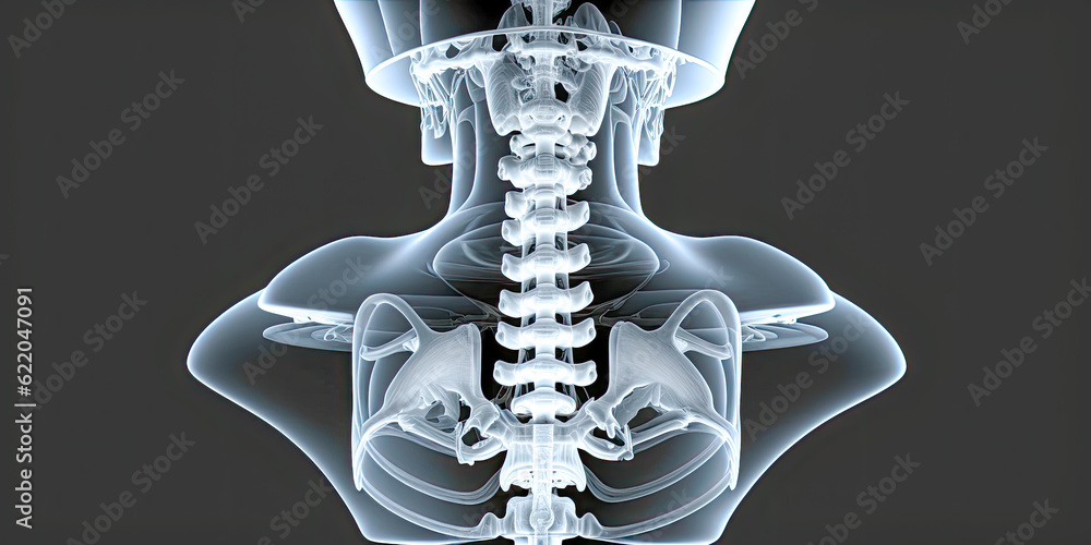 X-ray of cervical vertebrae: An image of the seven vertebrae in the ...