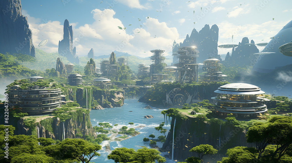 A scenery from the future realistic high detail The Majestic Realm of ...