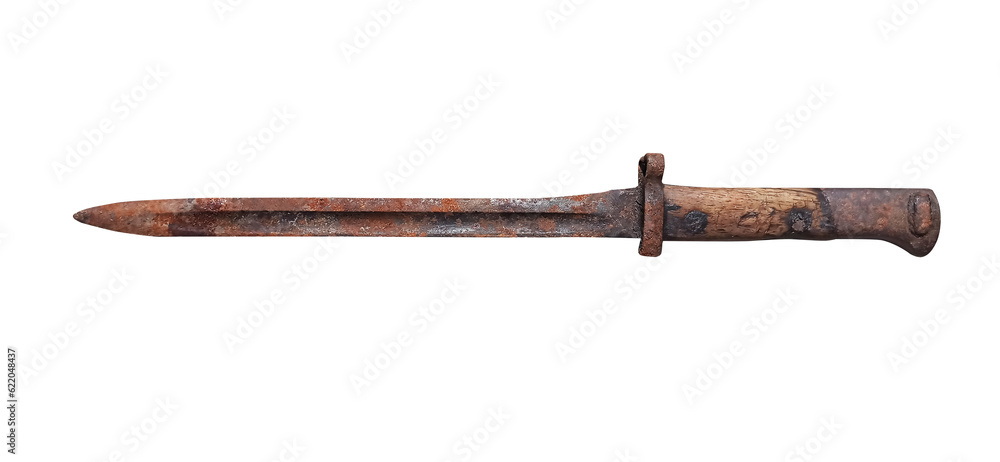 Old military bayonet weapon isolated on a transparent background Stock ...