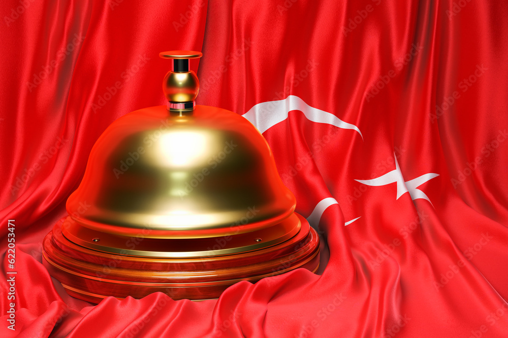 Reception bell on the Turkish flag background, 3D rendering Stock ...