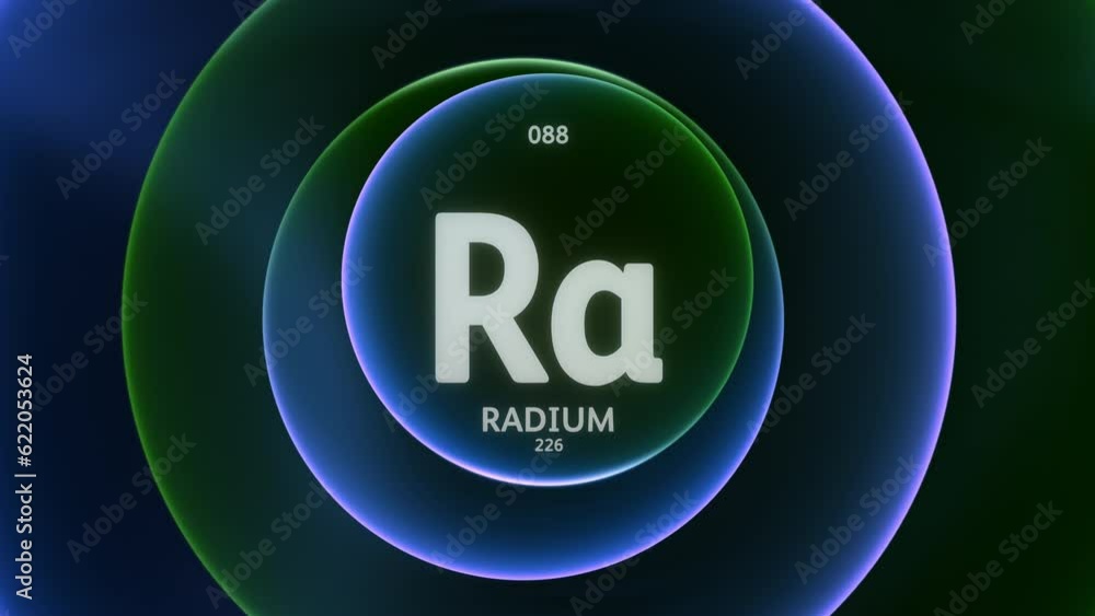 Radium as Element 88 of the Periodic Table. Concept animation on ...
