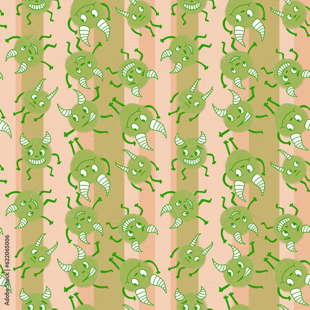 Cartoon monsters seamless emoticons aliens pattern for kids clothes ...