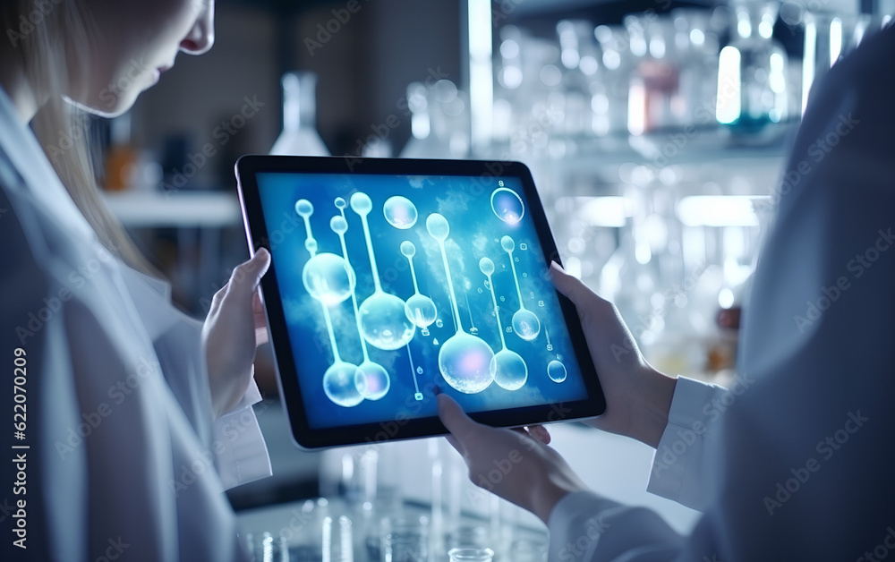 Scientist studying and developing new medicine, cure and vaccines on a ...