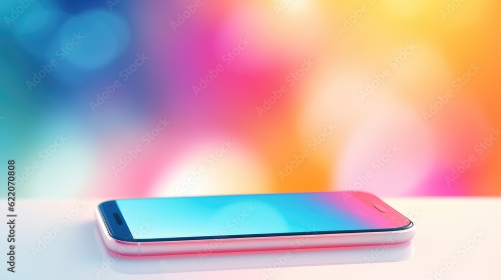 Modern mobile phone, banner. Big touch screen of smartphone with ...