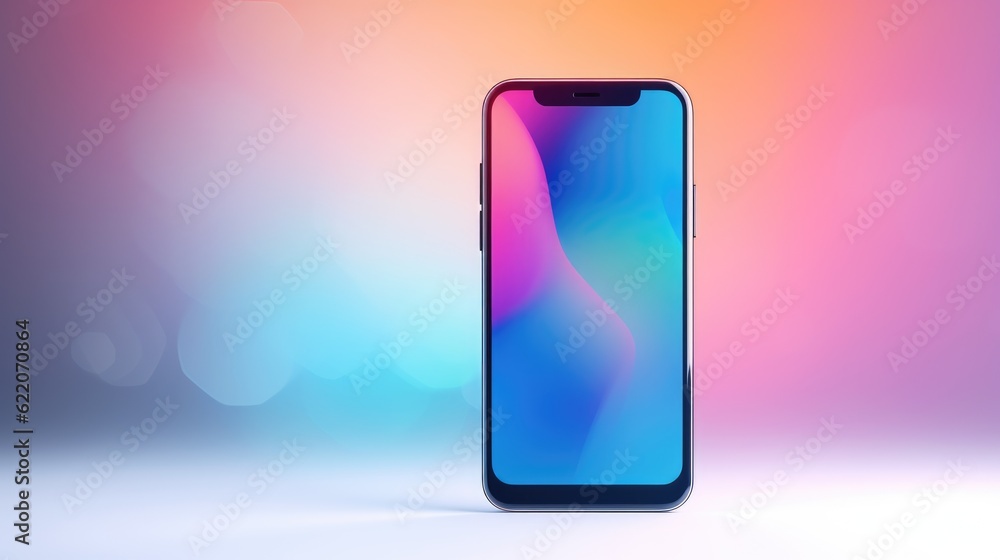 Modern mobile phone, banner. Big touch screen of smartphone with ...