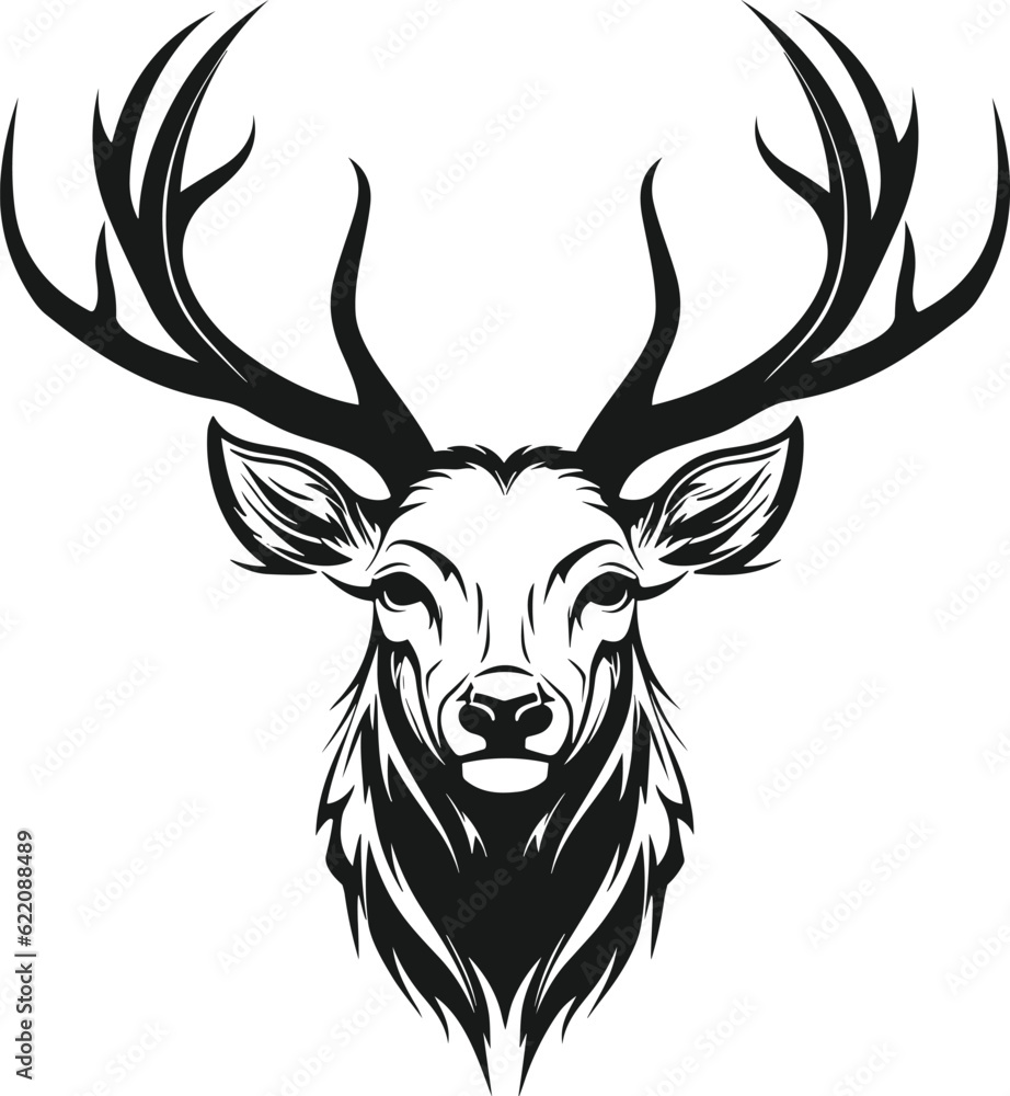 Deer head. Reindeer head vector illustration isolated on white ...