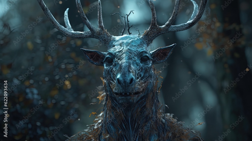 Mystical wendigo. Forest horned creature. Generative AI Stock ...