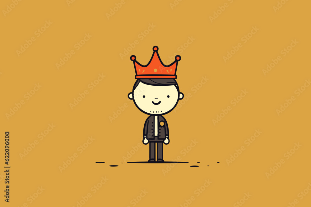 Doodle inspired Prom King, cartoon sticker, sketch, vector ...