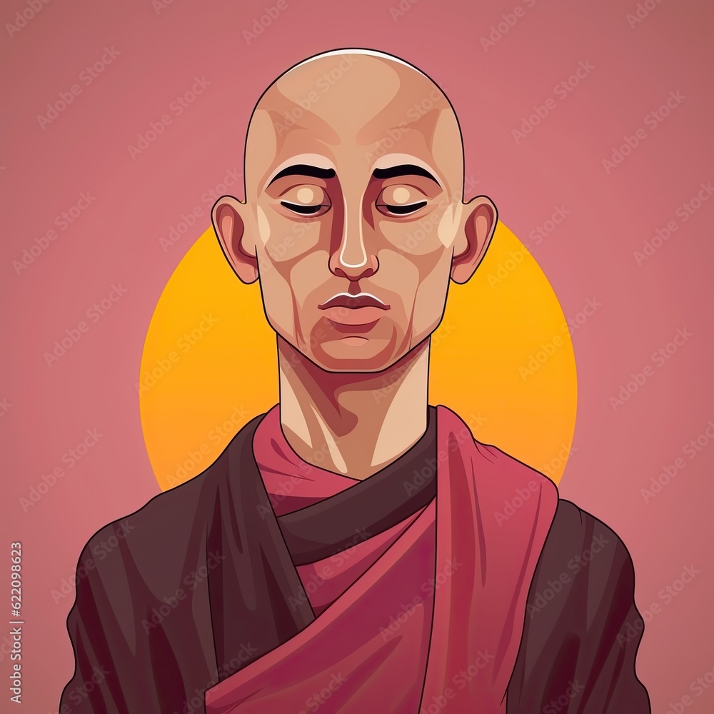 A man with a bald head wearing a red robe. Generative AI. Chinese monk ...