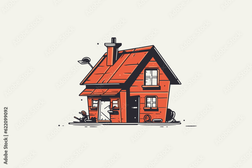 Doodle inspired Siding installer, cartoon sticker, sketch, vector ...