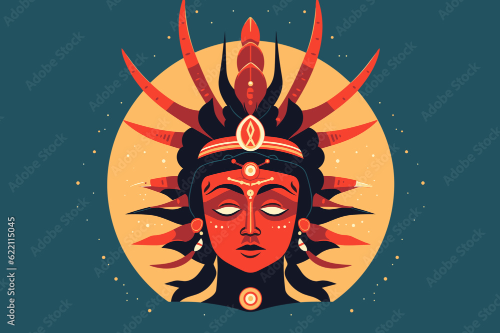 Doodle inspired Deity, cartoon sticker, sketch, vector, Illustration ...