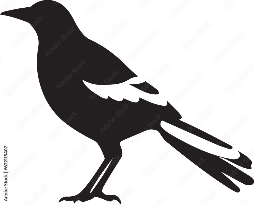 Magpie Black And White, Vector Template Set for Cutting and Printing ...