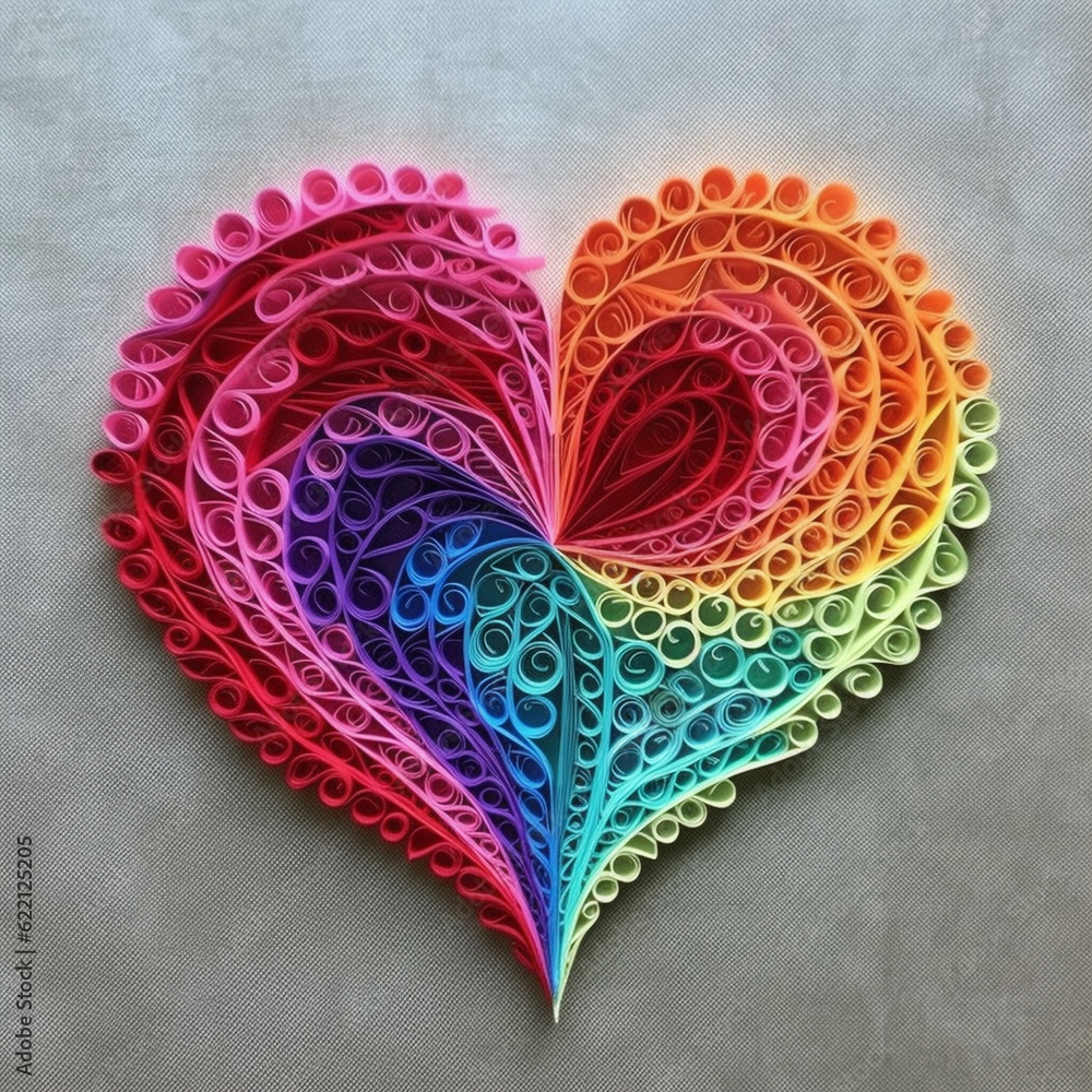 Heart quilling card with rainbow quilling paper art beautiful gift for ...