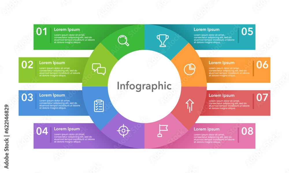 Infographic circle with 8 options for business presentation. Vector ...