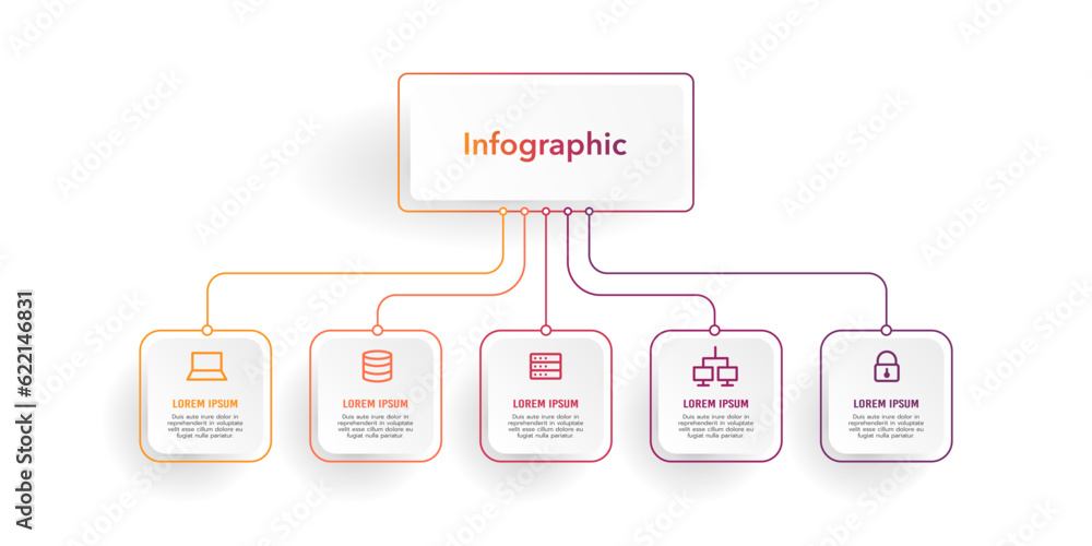 Infographic diagram 5 options for business presentation. Mind Map ...