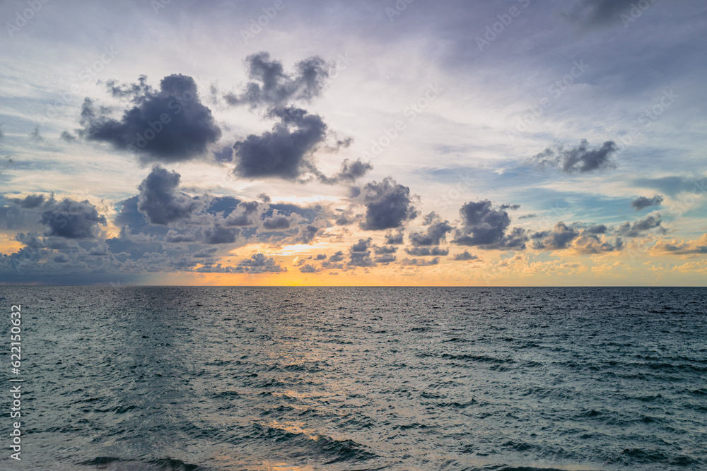 Sunset on sea background. Nature wallpaper with summer sea. Water sea ...