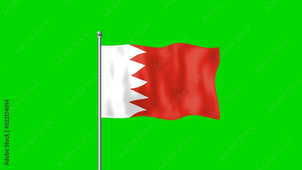 Bahrain flag waving in the wind on green screen footage background. 4k ...