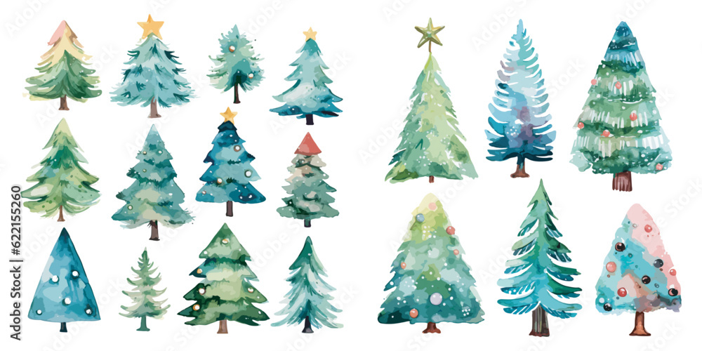 watercolor Christmas Tree clipart for graphic resources Stock Vector ...