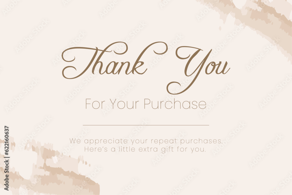 Thank you for purchase compliment card with white background and text ...