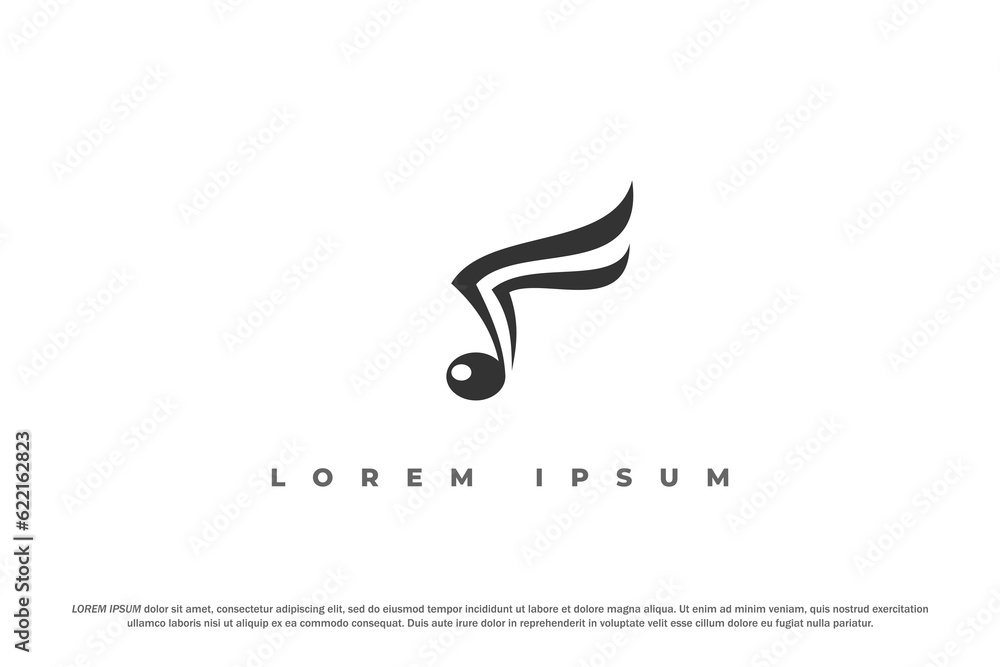 logo song note symbol wing elegant Stock Vector | Adobe Stock