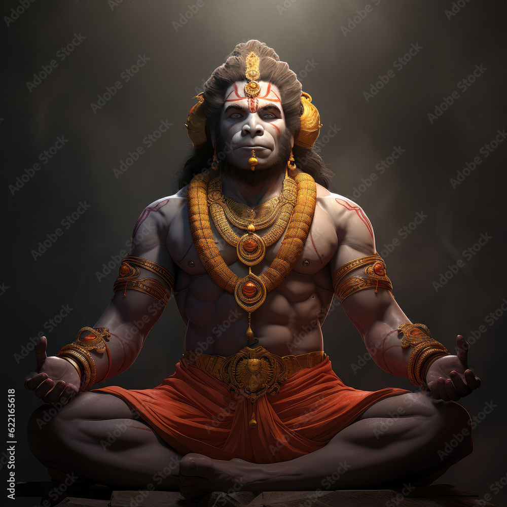 lord hanuman in various poses, generative AI Stock Illustration | Adobe ...